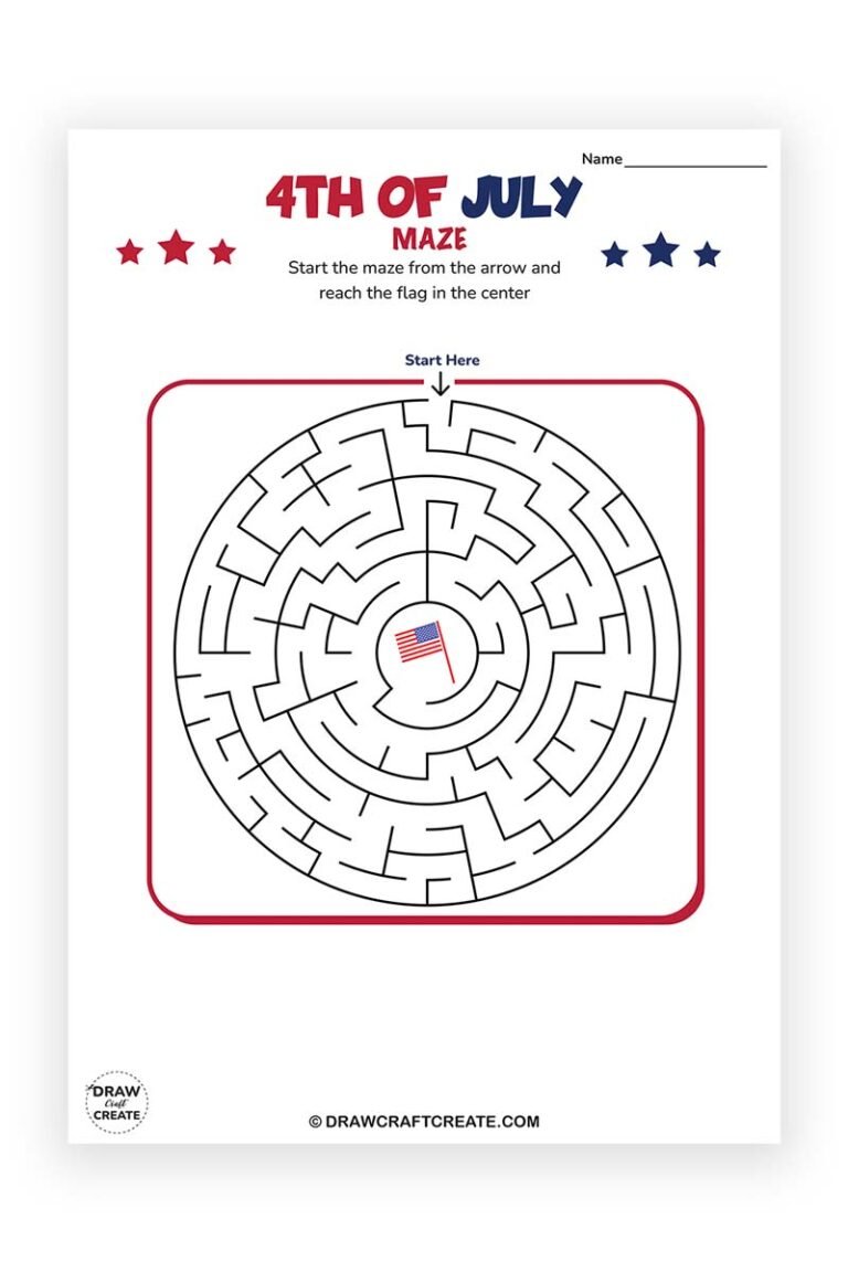 Free 4th of July Maze Printable - Draw Craft Create