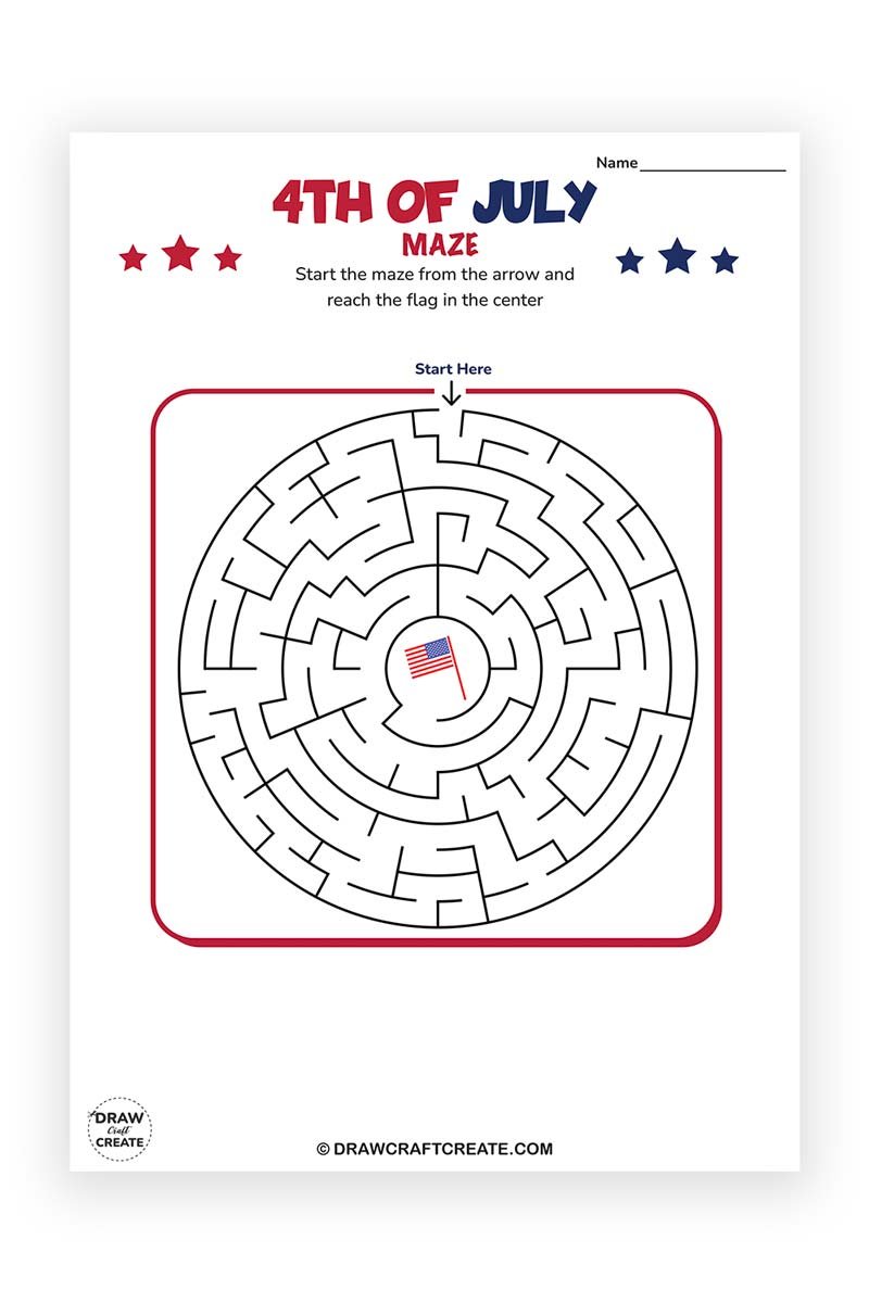 Free 4th of July Maze Printable - Draw Craft Create