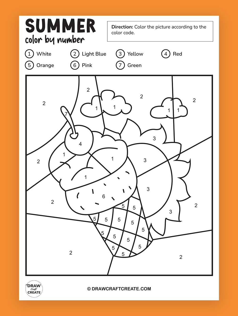 Free Printable Summer Color By Number - Draw Craft Create