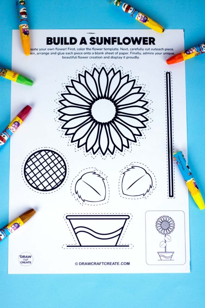 Build Your Own Sunflower - Free Printable Craft - Draw Craft Create