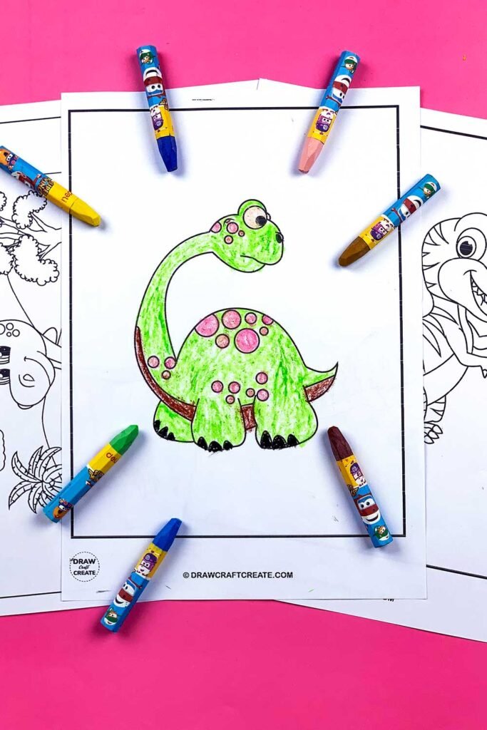 Free Printable Cute Dinosaur Coloring Pages - Draw Craft Create