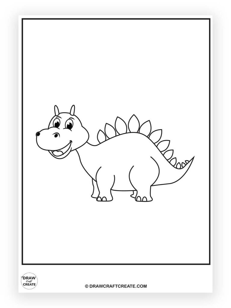 Free Printable Cute Dinosaur Coloring Pages - Draw Craft Create