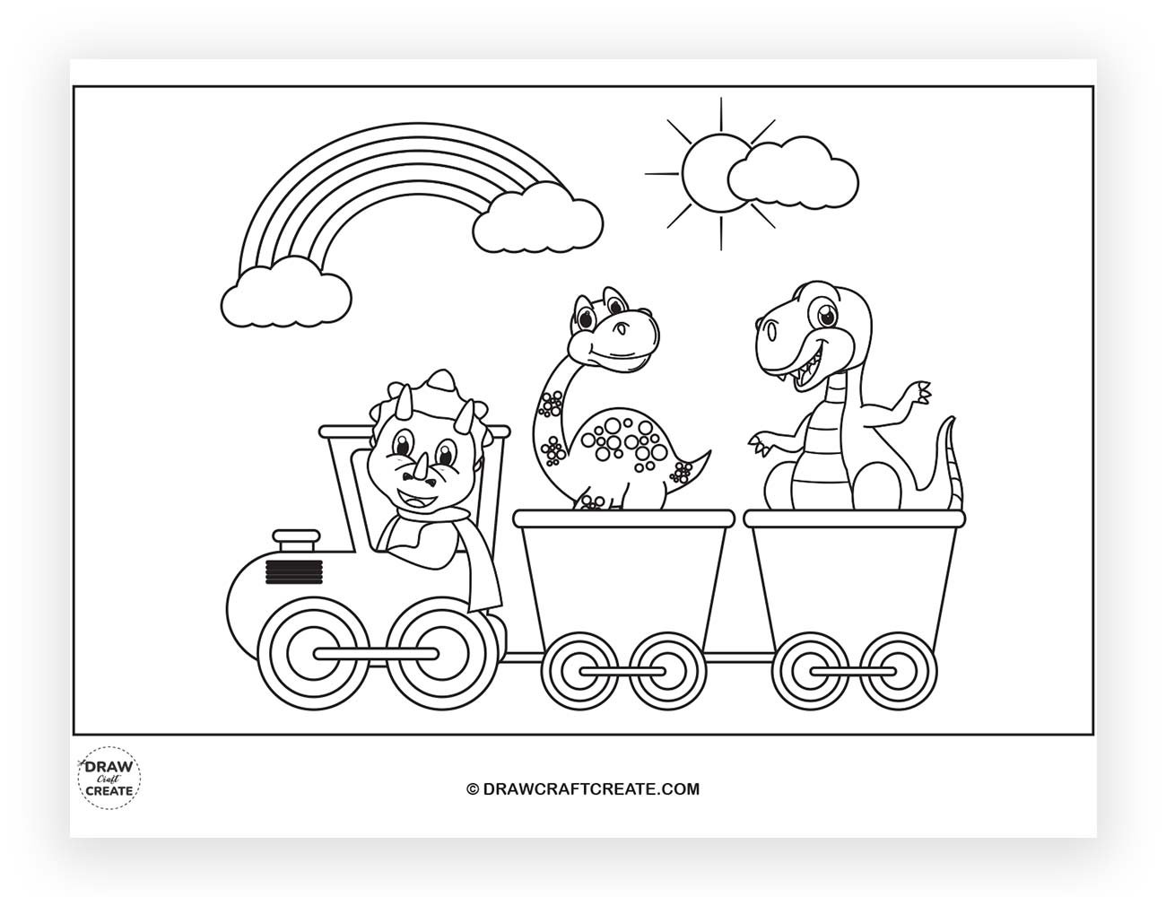 Free Printable Cute Dinosaur Coloring Pages - Draw Craft Create