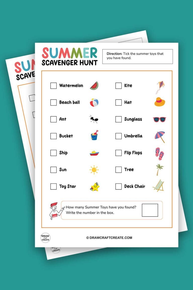 Free Printable Summer Scavenger Hunt - Draw Craft Create