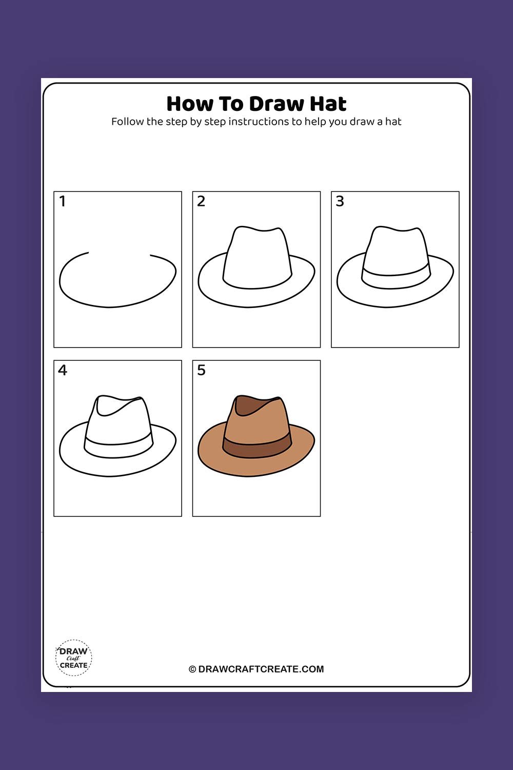 How To Draw A Hat Step By Step Tutorial - Draw Craft Create