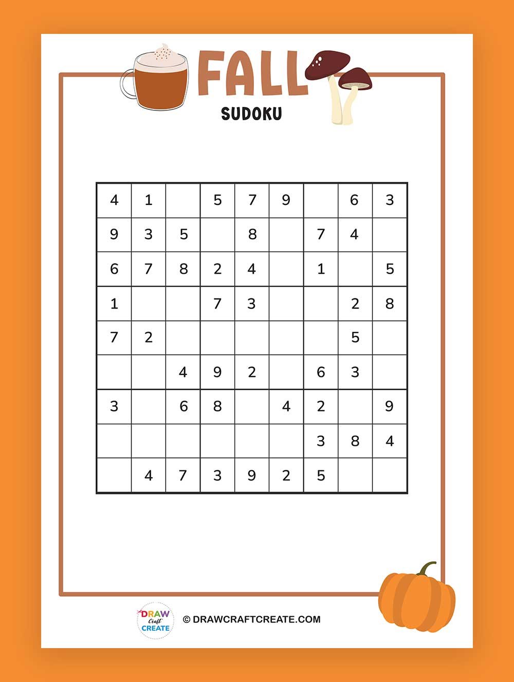 Free Printable Fall Sudoku Puzzles - Draw Craft Create