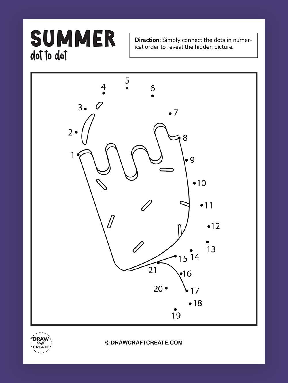 Free Printable Summer Dot To Dot - Draw Craft Create