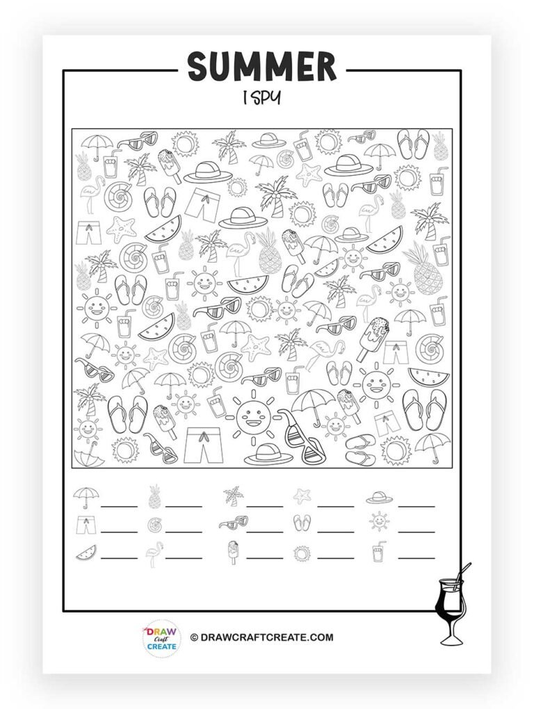 12 Free Printable Summer Activities and Games - Draw Craft Create