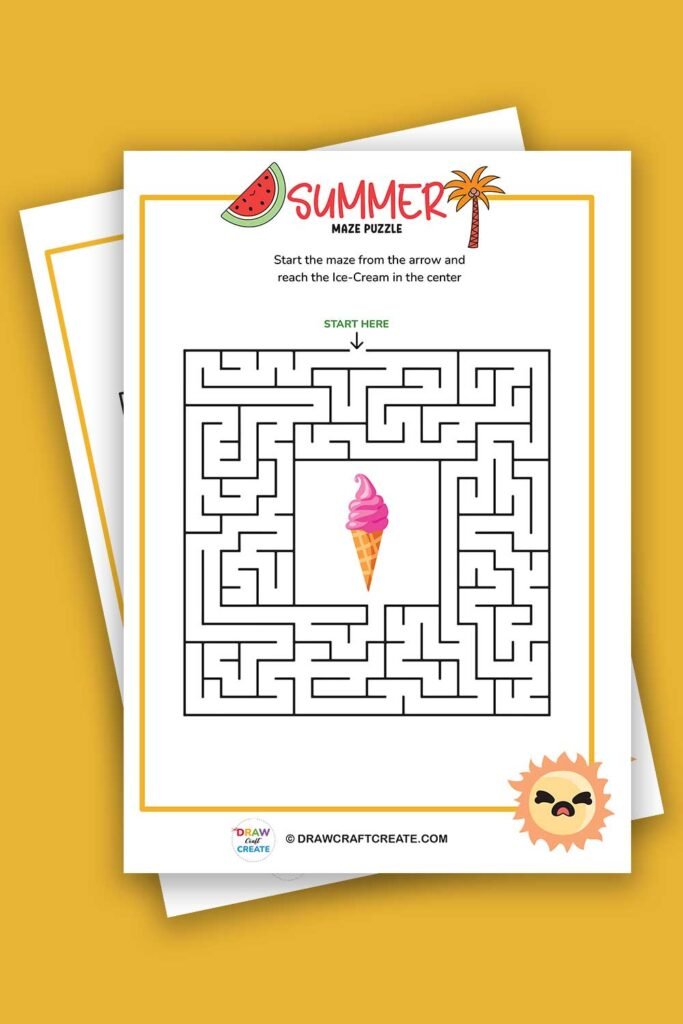 Free Summer Maze Printable For Kids - Draw Craft Create