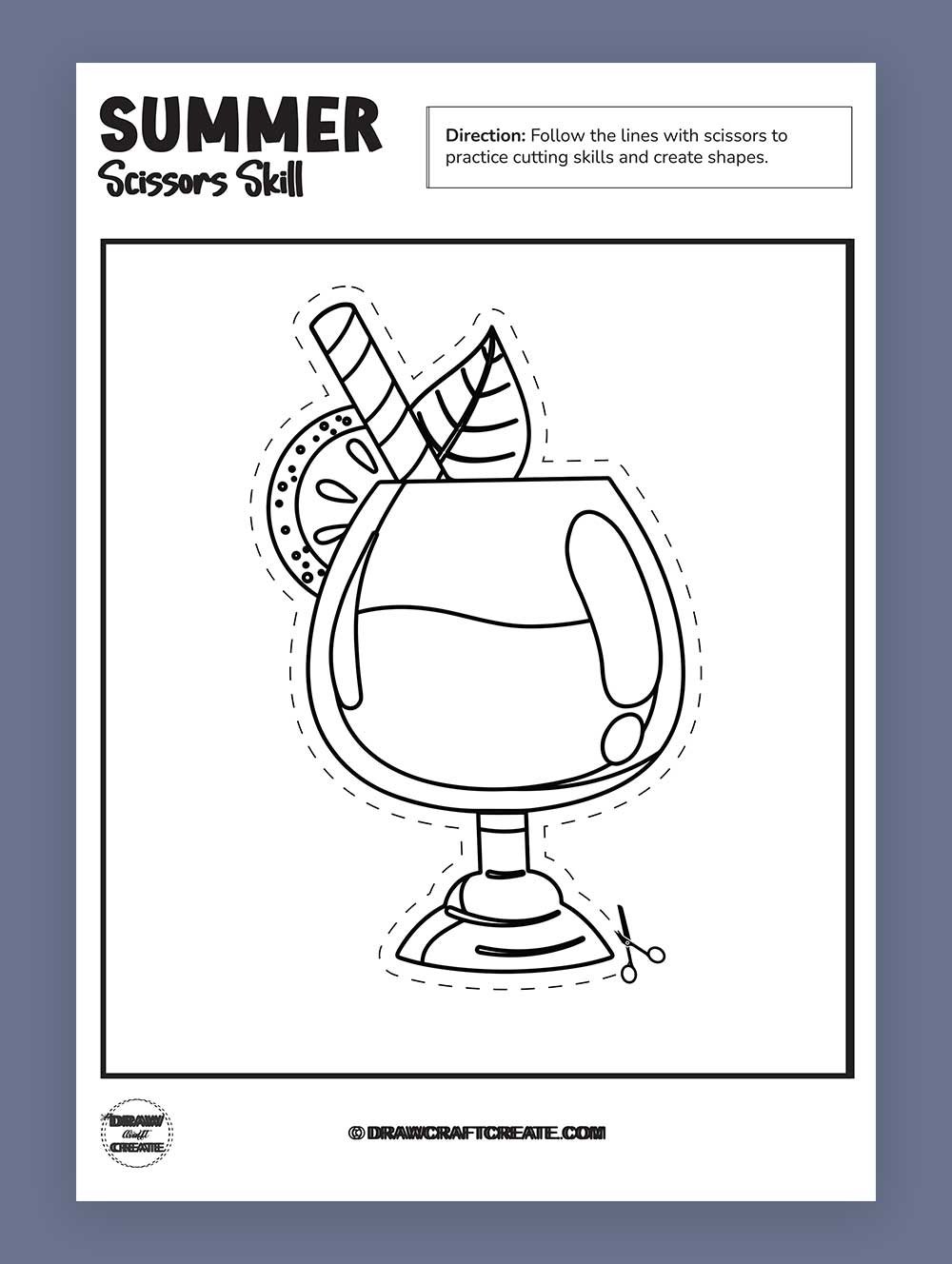 Free Printable Summer Scissors Skill - Draw Craft Create