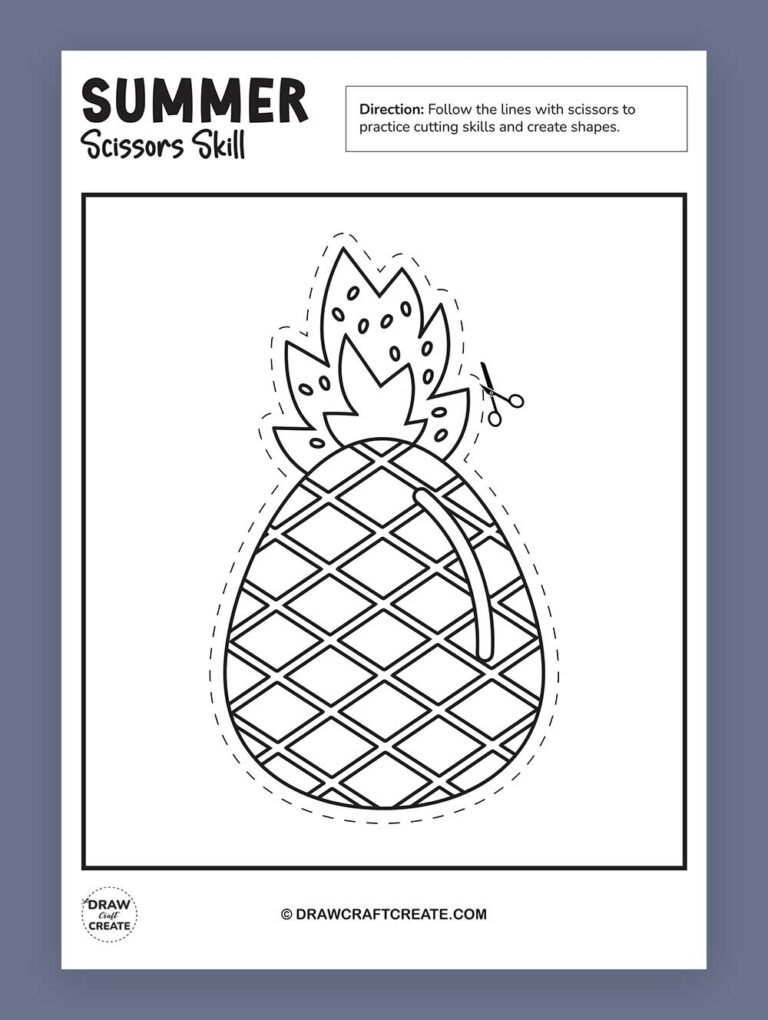 Free Printable Summer Scissors Skill - Draw Craft Create