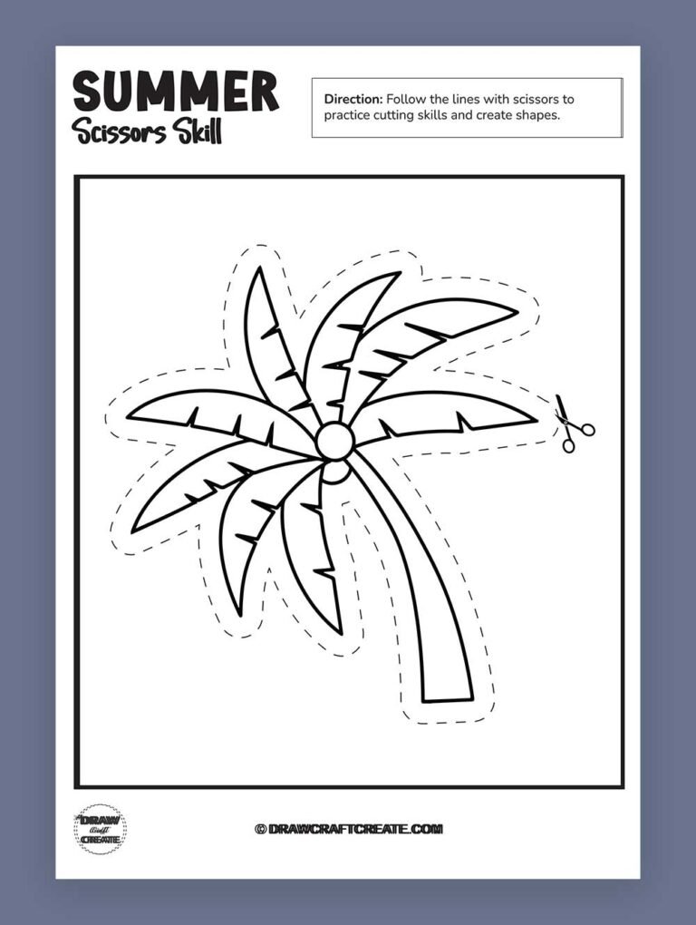 Free Printable Summer Scissors Skill - Draw Craft Create