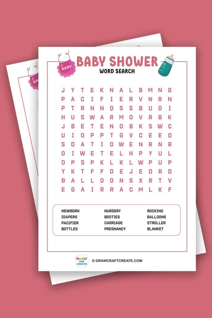 Free Printable Baby Shower Word Search - Draw Craft Create