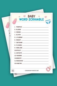 Free Printable Baby Word Scramble - Draw Craft Create