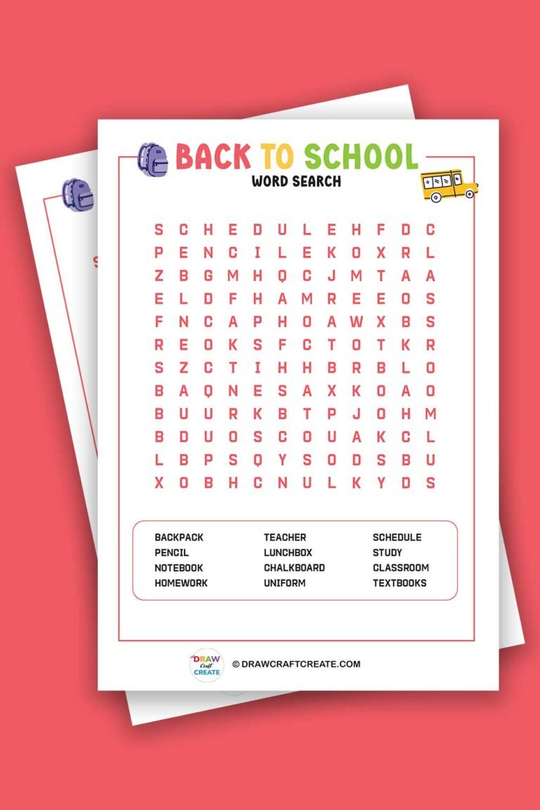 Free Printable Back To School Word Search - Draw Craft Create