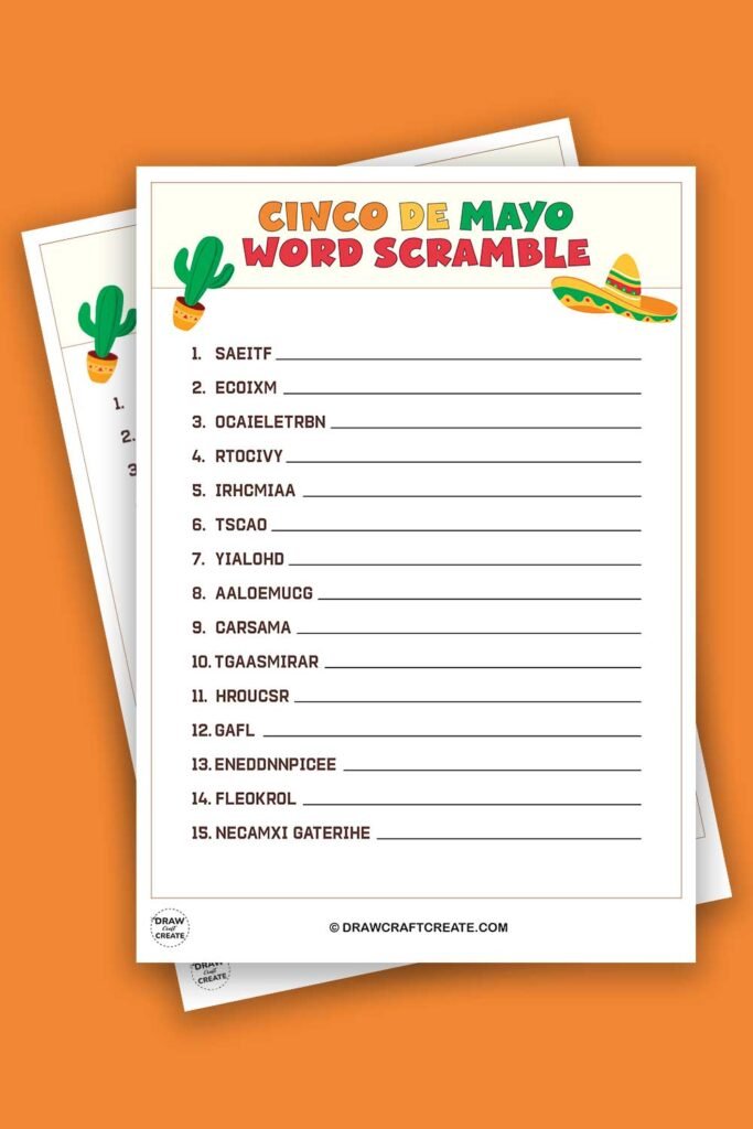 Free Printable Cinco De Mayo Word Scramble - Draw Craft Create