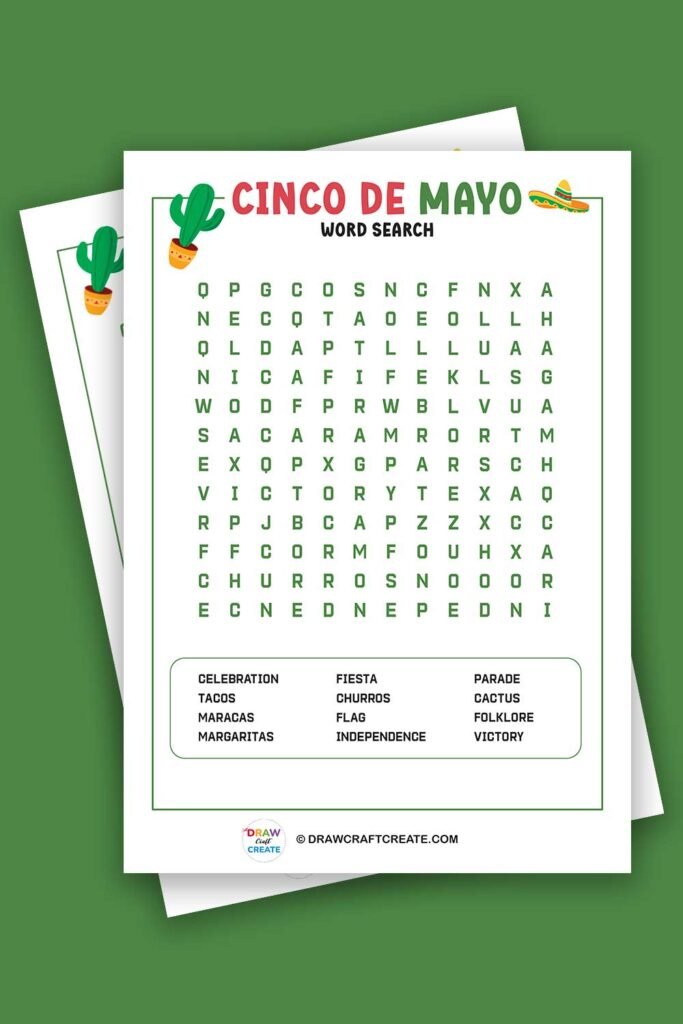 Free Printable Cinco De Mayo Word Search - Draw Craft Create