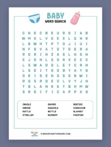 Free Printable Baby Word Search - Draw Craft Create