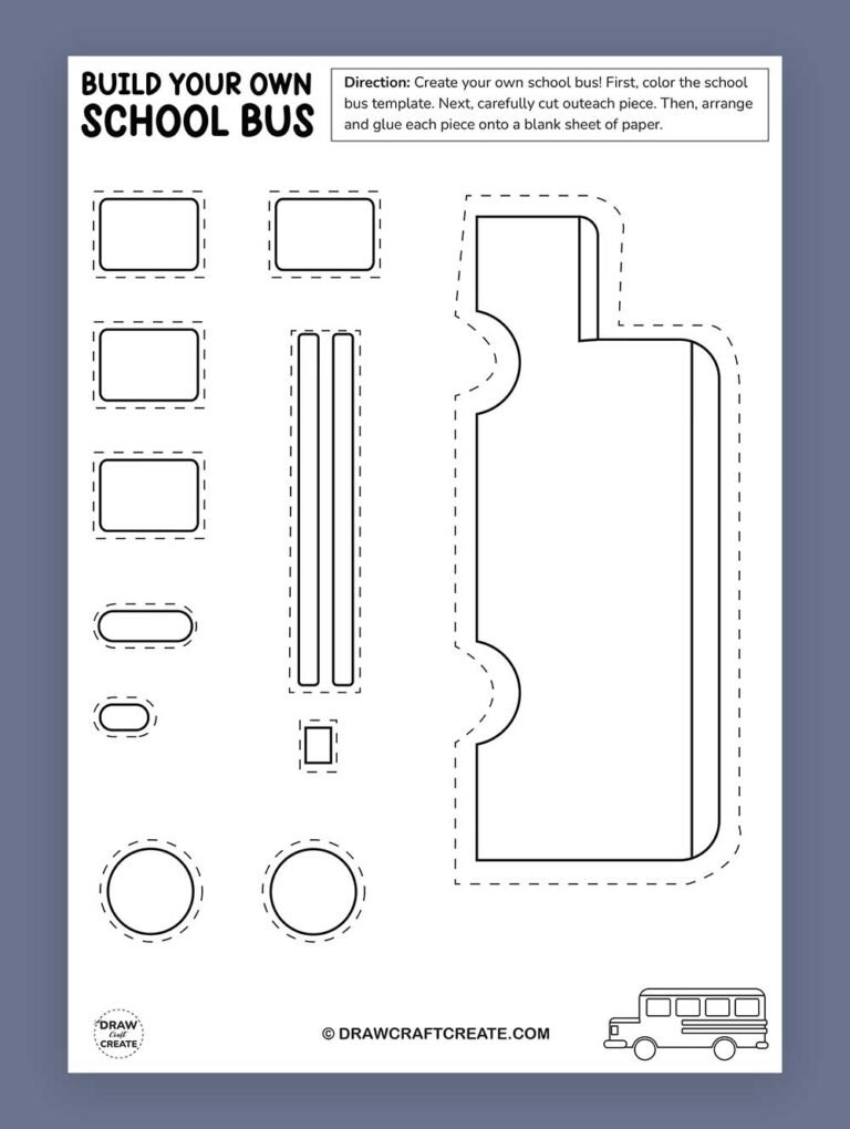 Free Printable Build A School Bus Craft - Draw Craft Create