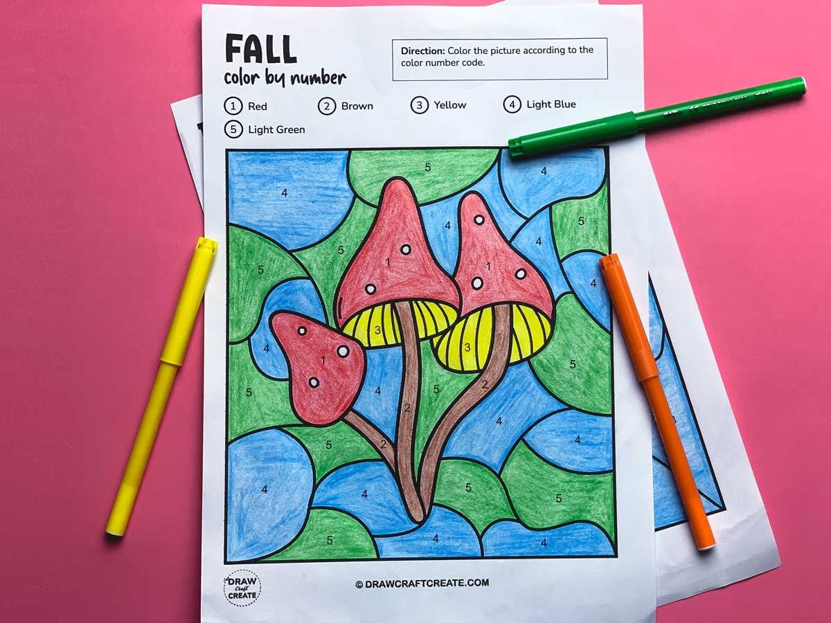Free Printable Fall Color By Number Pages - Draw Craft Create