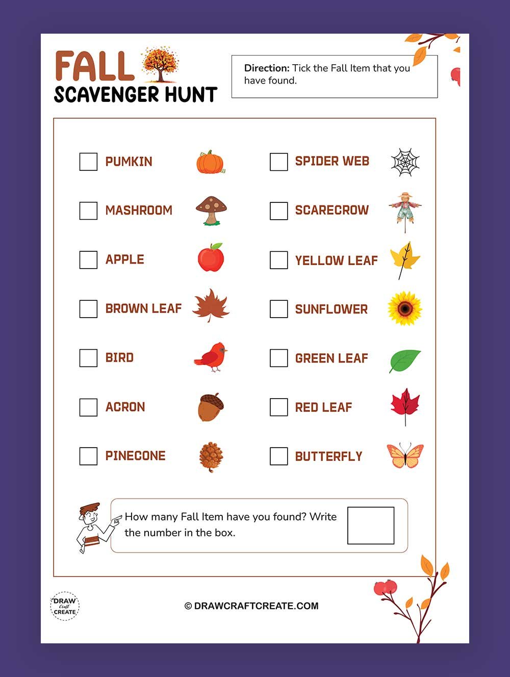 12 Free Printable Fall Activities and Games - Draw Craft Create