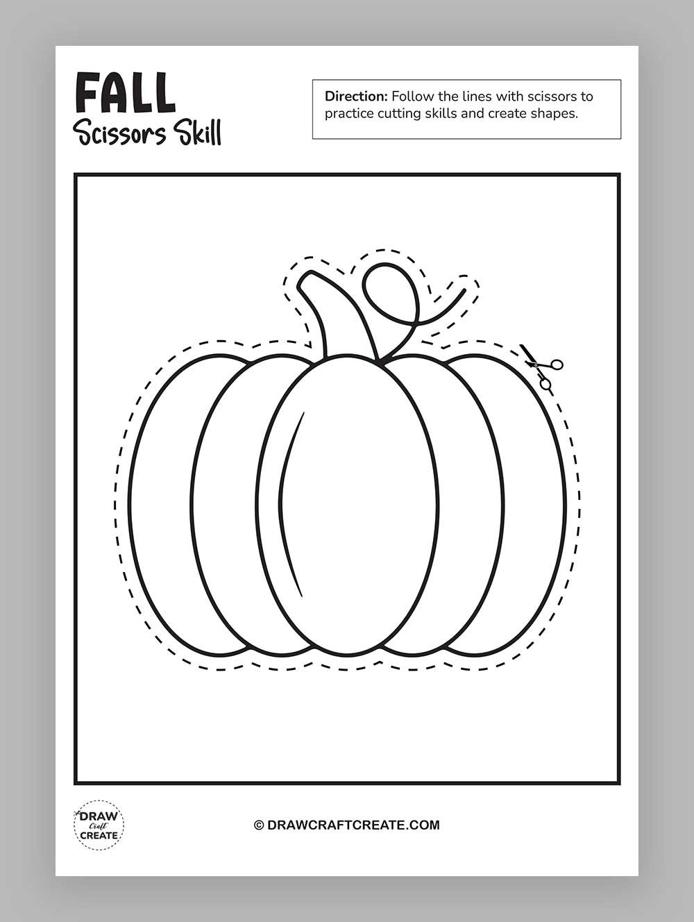 Free Printable Fall Scissor Skills - Draw Craft Create