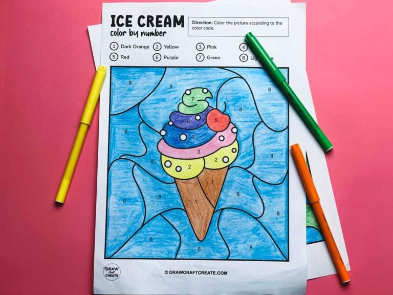 Free Printable Ice Cream Color By Number - Draw Craft Create