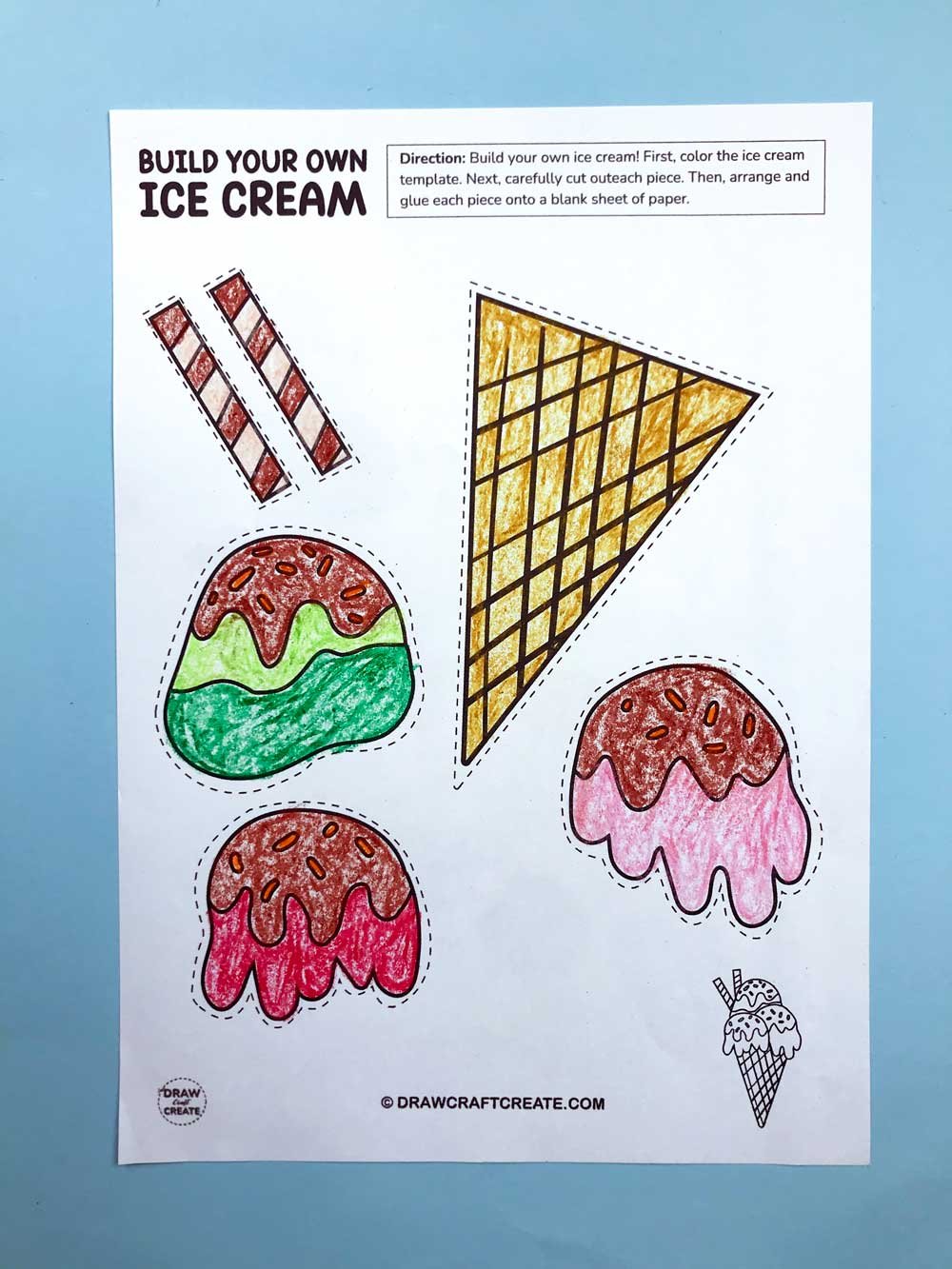 Free Printable Build A Ice Cream Craft - Draw Craft Create