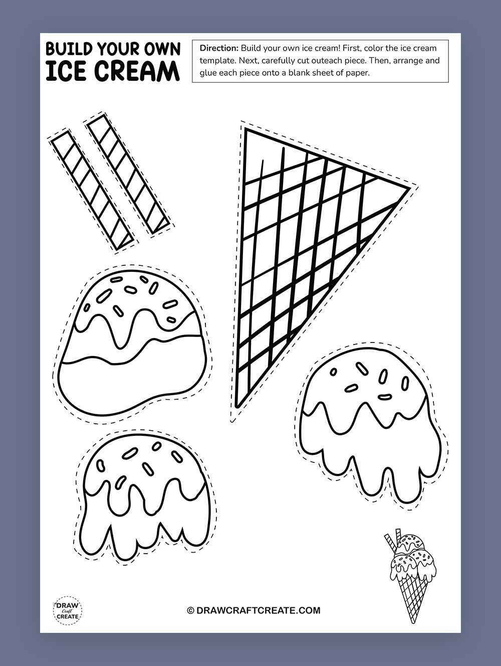 Free Printable Build A Ice Cream Craft - Draw Craft Create