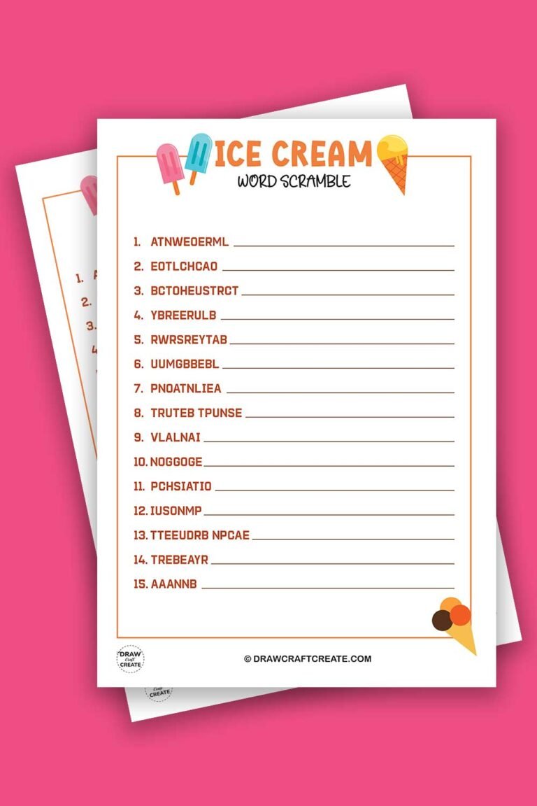 Free Printable Ice Cream Word Scramble - Draw Craft Create