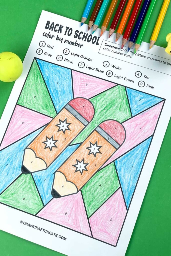 Free Back To School Color By Number Printable - Draw Craft Create