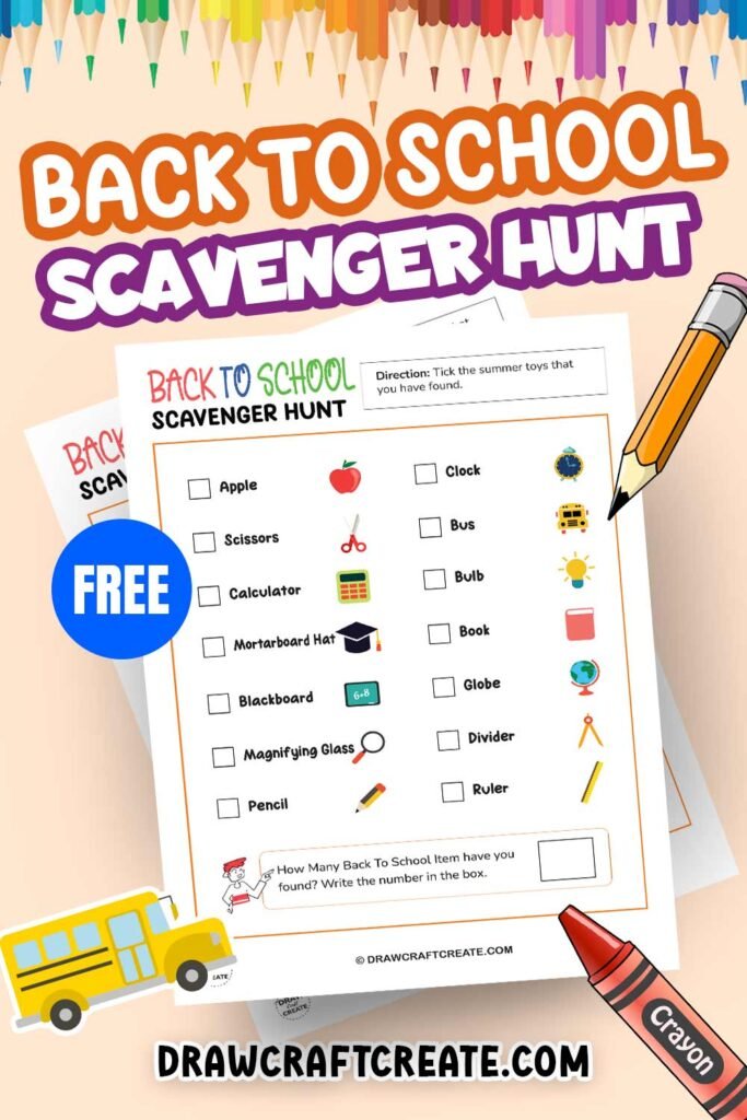 Free Back To School Scavenger Hunt Printable - Draw Craft Create
