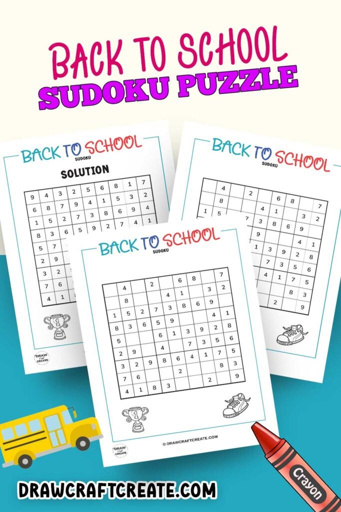 Free Back To School Sudoku Printable - Draw Craft Create