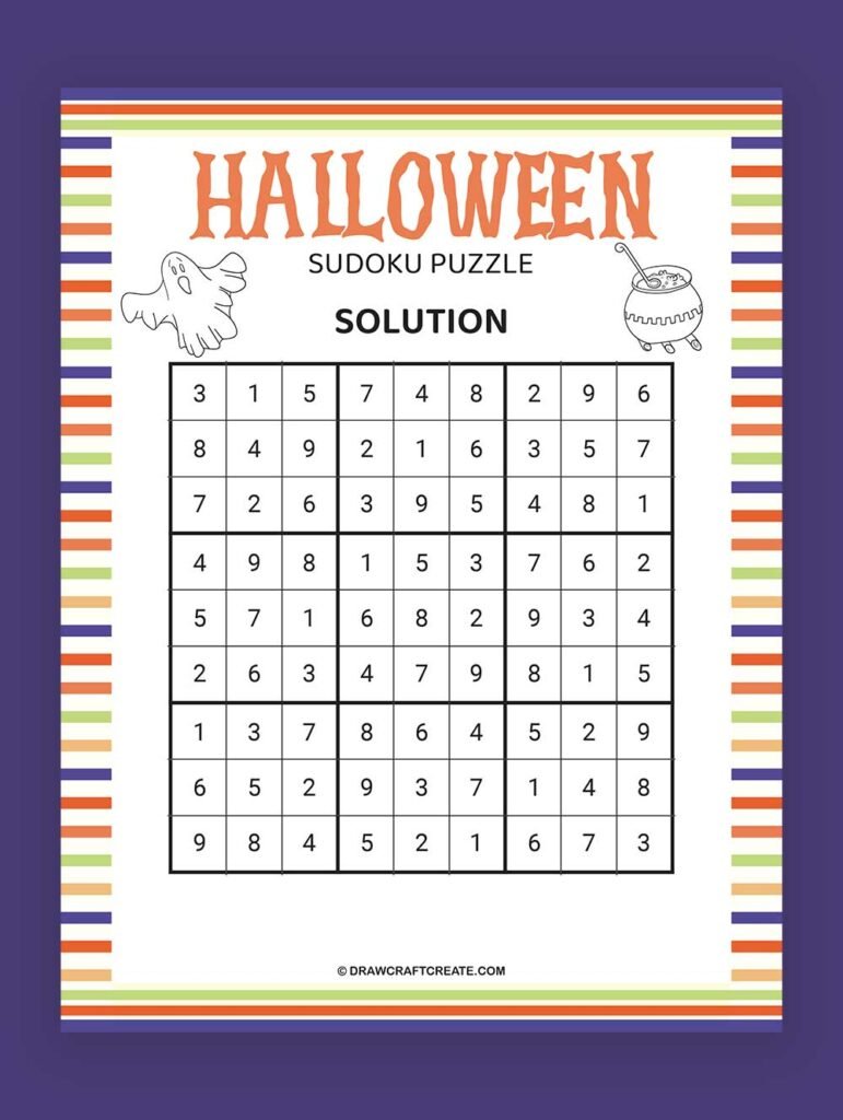 Free Printable Halloween Sudoku - Draw Craft Create