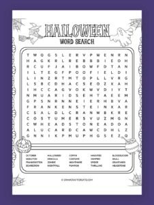 Free Printable Halloween Word Search - Draw Craft Create