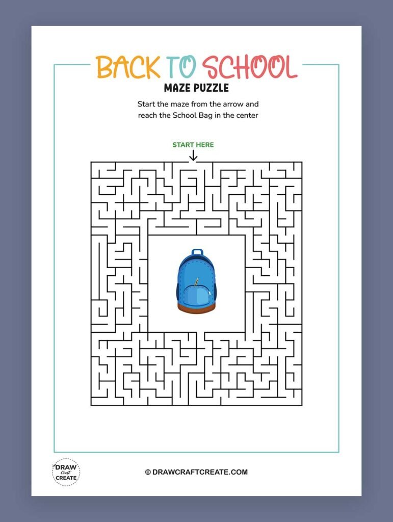 Free Back To School Maze Printable - Draw Craft Create