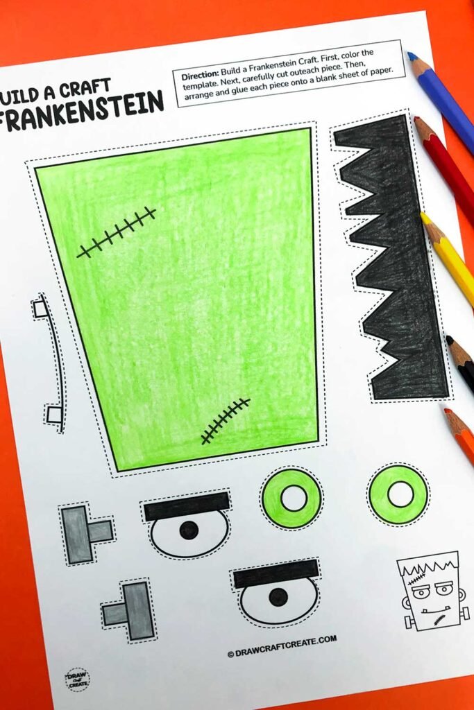 Free Printable Build A Frankenstein Craft - Draw Craft Create