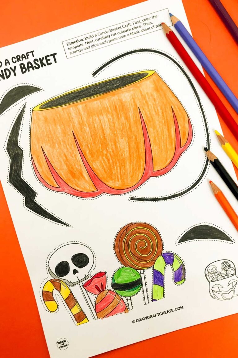 Free Printable Build A Halloween Candy Basket Craft - Draw Craft Create