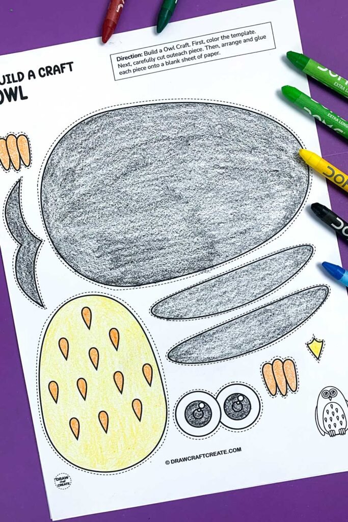 Free Printable Build A Owl Craft - Draw Craft Create