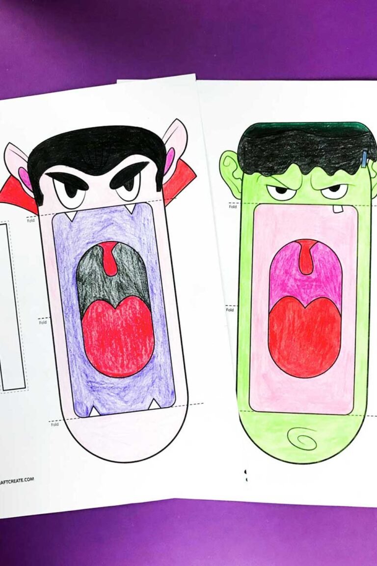 Free Printable Halloween Puppets (Frankenstein, Vampire) - Draw Craft ...