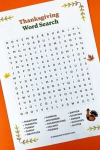 Free Printable Thanksgiving Word Search - Draw Craft Create
