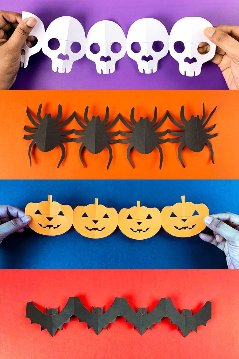 Halloween Garland Cutouts Printable – Pumpkins, Bats, Spiders, and ...