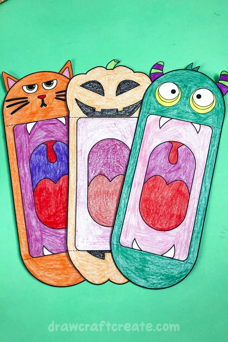 Free Halloween Puppets Printable (Pumpkin, Cat, Monster) - Draw Craft ...
