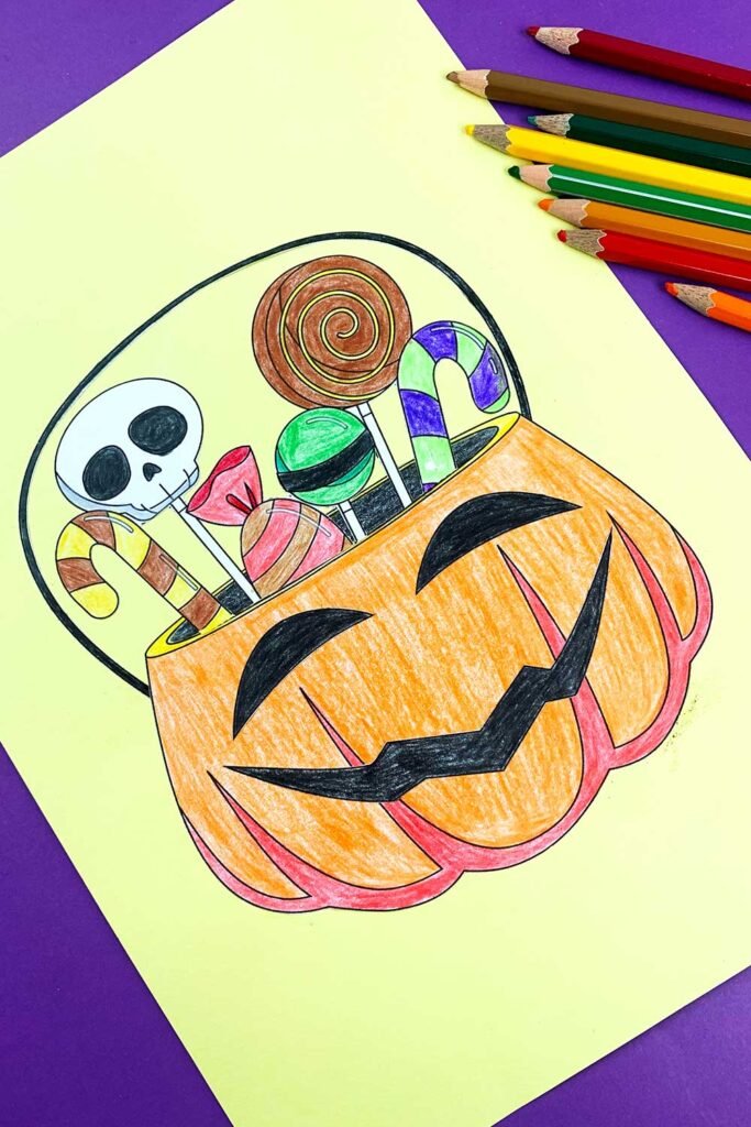 Free Printable Build A Halloween Candy Basket Craft - Draw Craft Create
