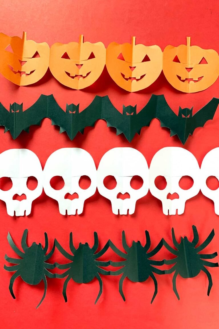Halloween Garland Cutouts Printable – Pumpkins, Bats, Spiders, and ...