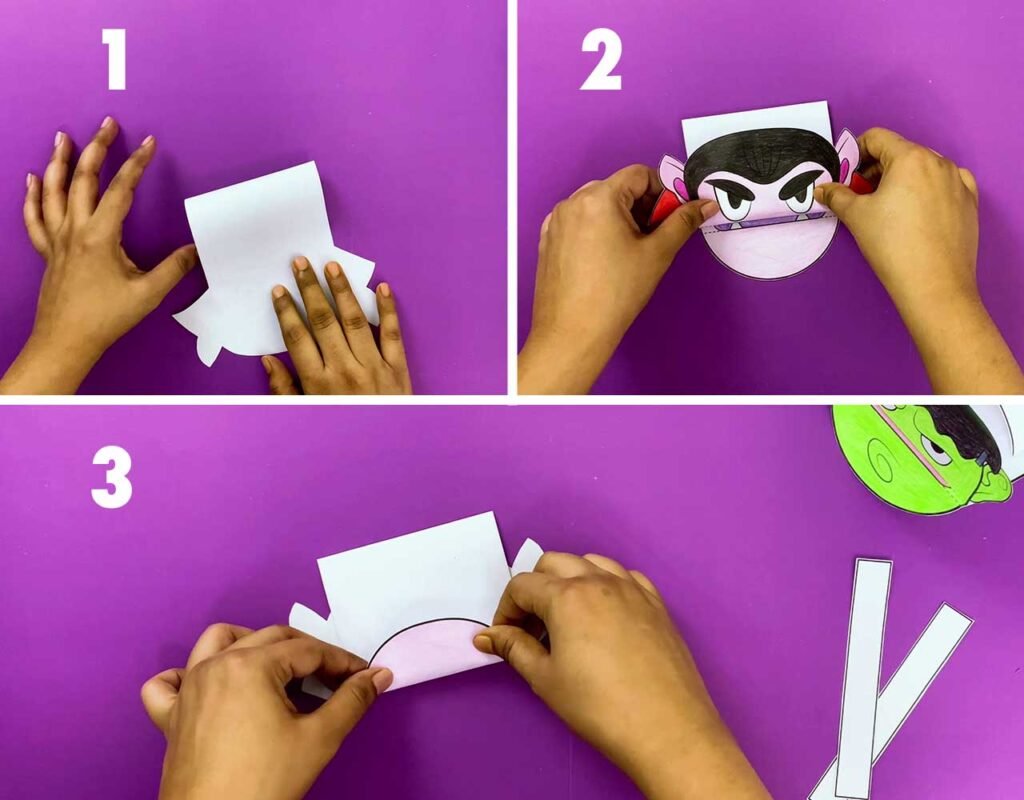 Free Printable Halloween Puppets (Frankenstein, Vampire) - Draw Craft ...