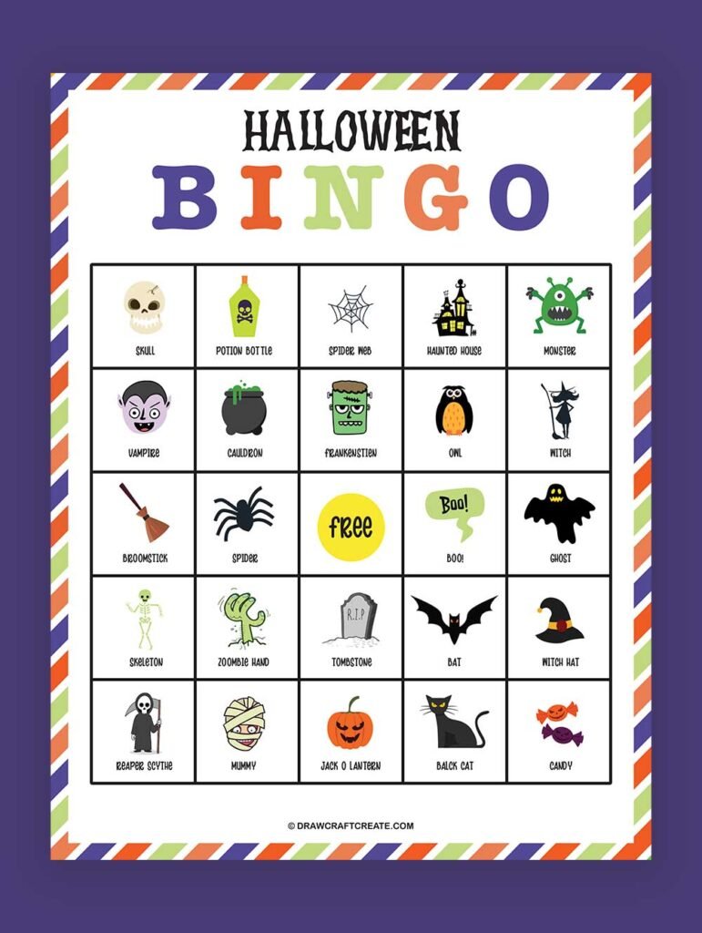 Free Printable Halloween Bingo Game - Draw Craft Create