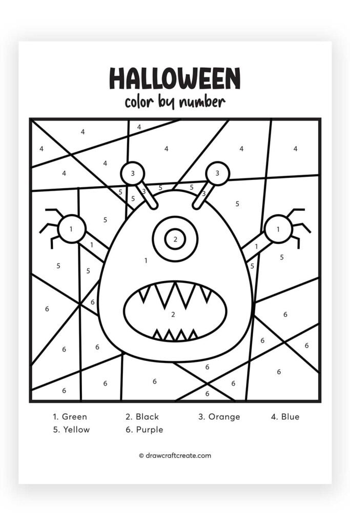 Free Printable Halloween Color By Number - Draw Craft Create