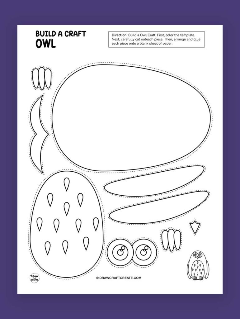 Free Printable Build A Owl Craft - Draw Craft Create