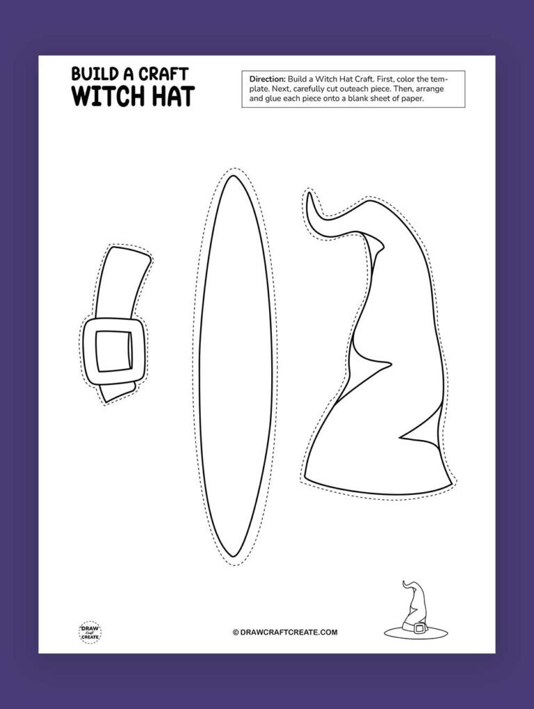 Free Printable Build A Witch Hat Craft - Draw Craft Create
